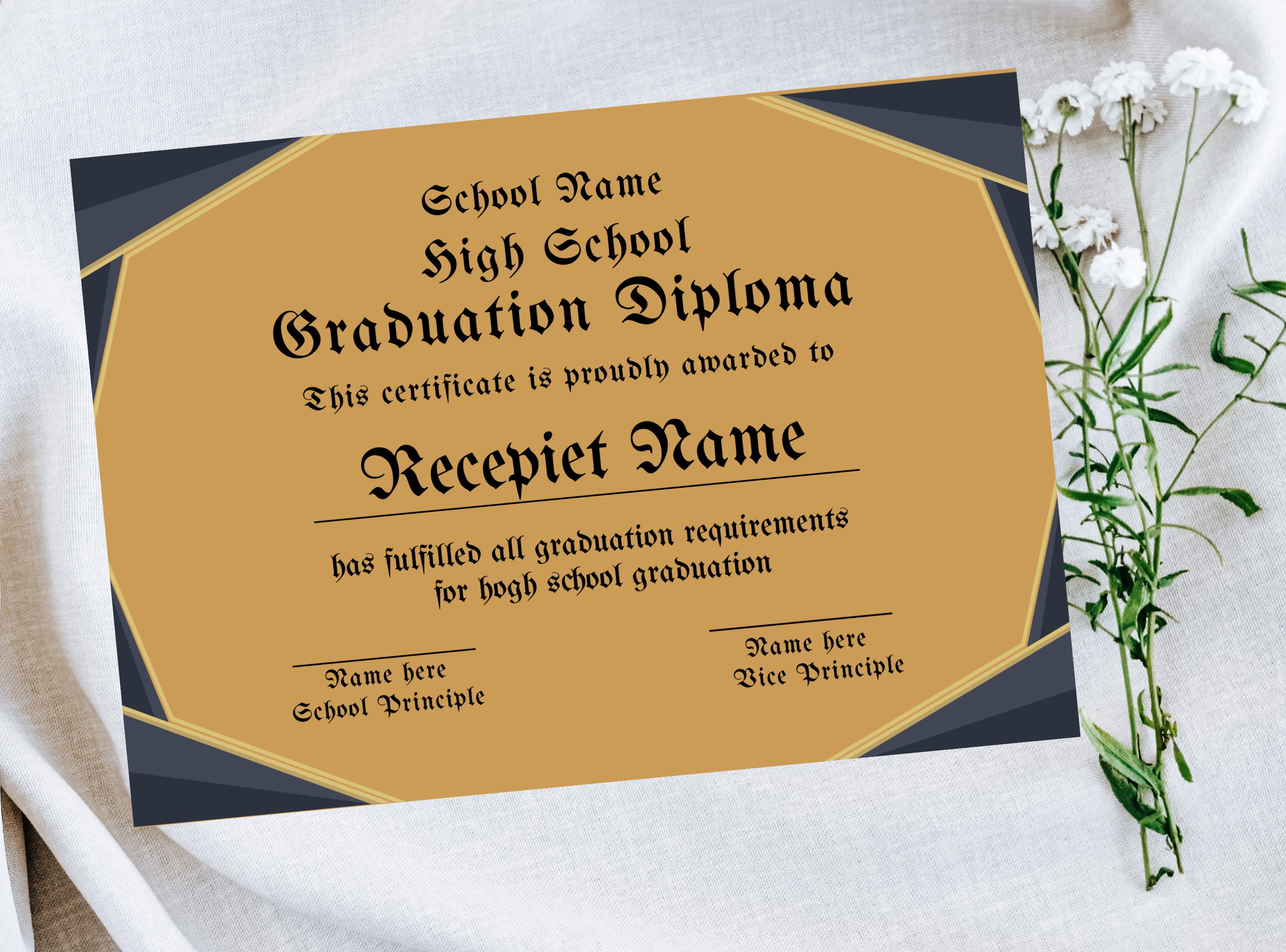 Editable Highschool Diploma Template Minimalist Printable Homeschool ...