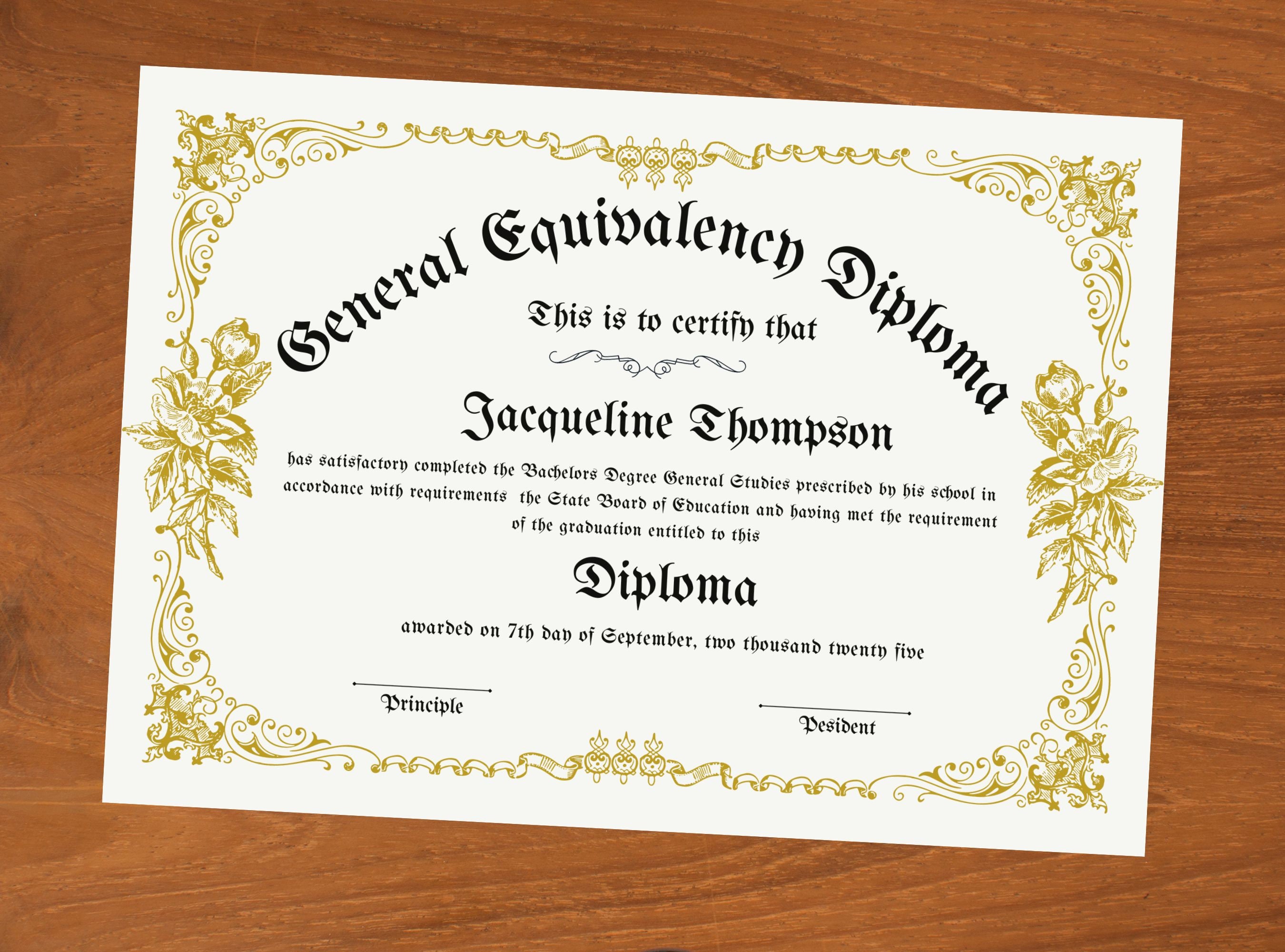 Editable Ged Diploma General Equivalency Diploma High School Diploma ...