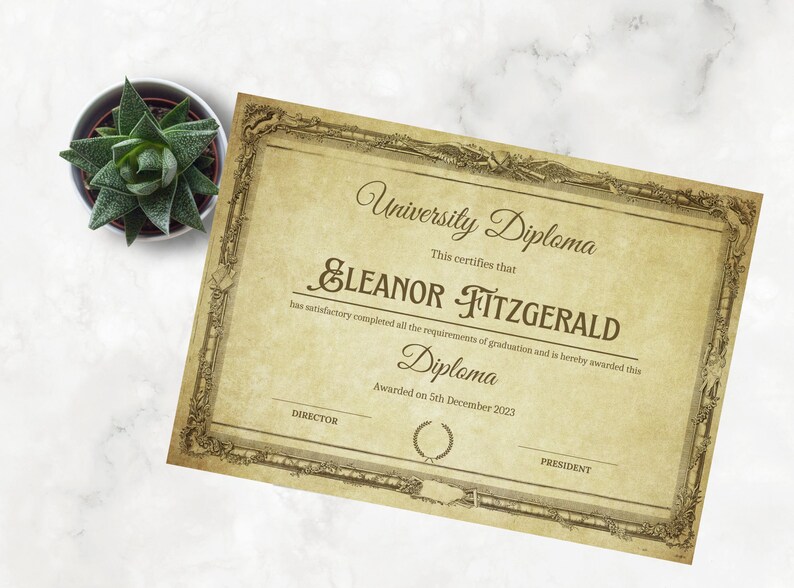 Canva Editable Diploma Template: University, Homeschool, Graduation ...