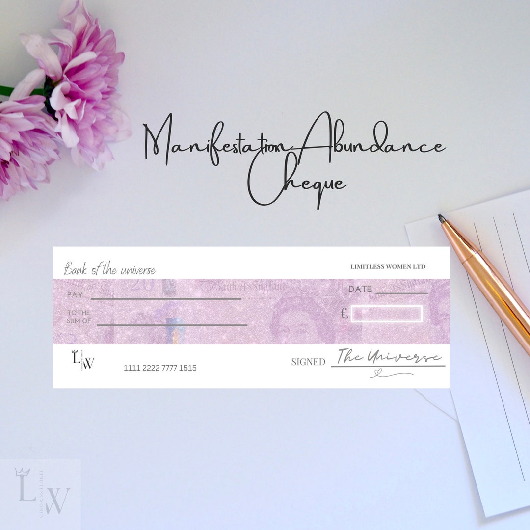 Manifestation Money Abundance Cheque for Law of Attraction | Abundance ...