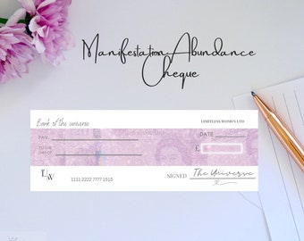 Manifestation Cheque | Money Abundance for Law of Attraction | Vision ...