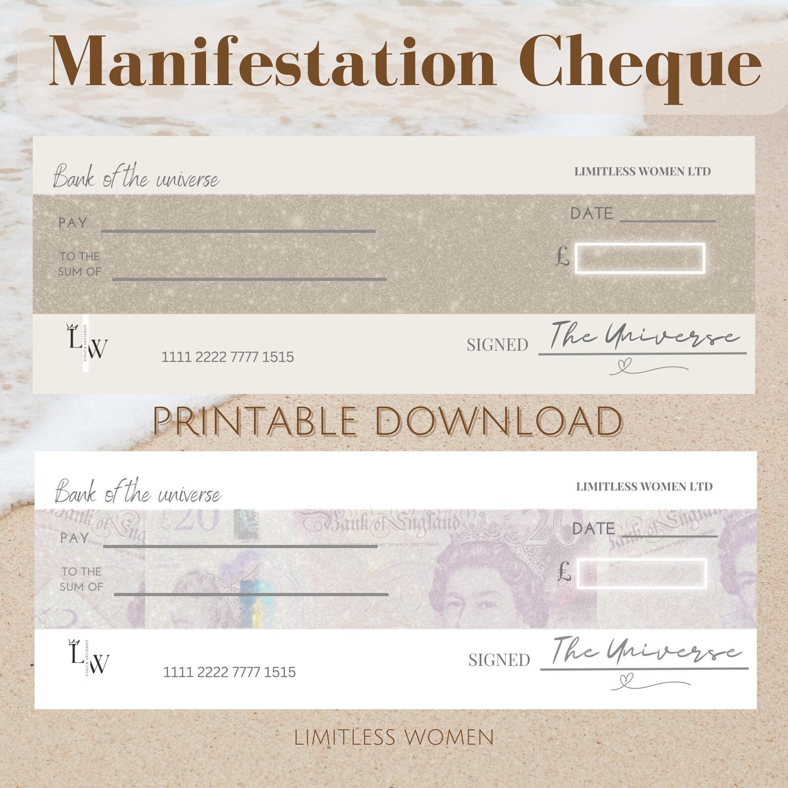Manifestation Cheque | Money Abundance for Law of Attraction | Vision ...