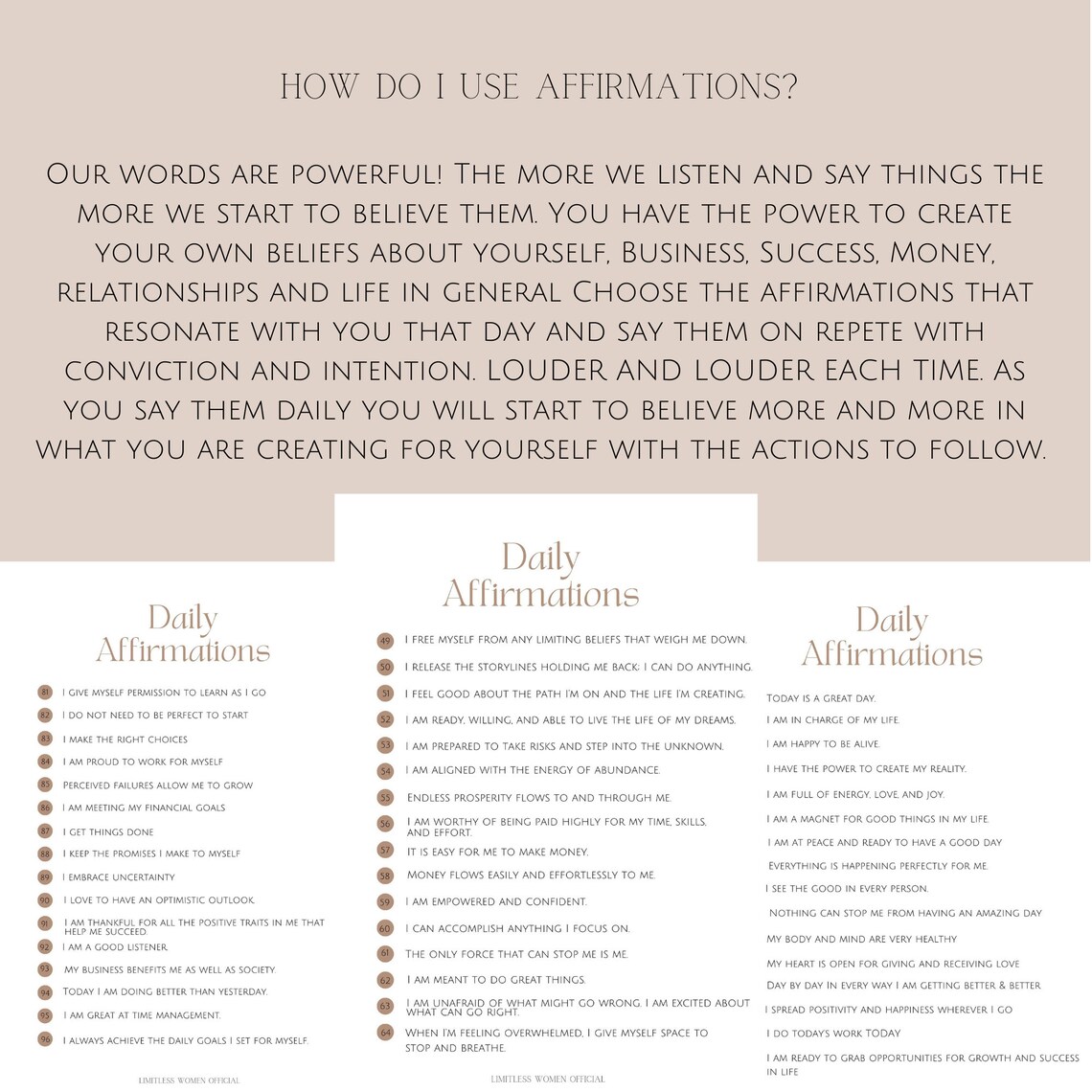 112 Affirmations, Affirmations Printable, Positive Affirmations for ...
