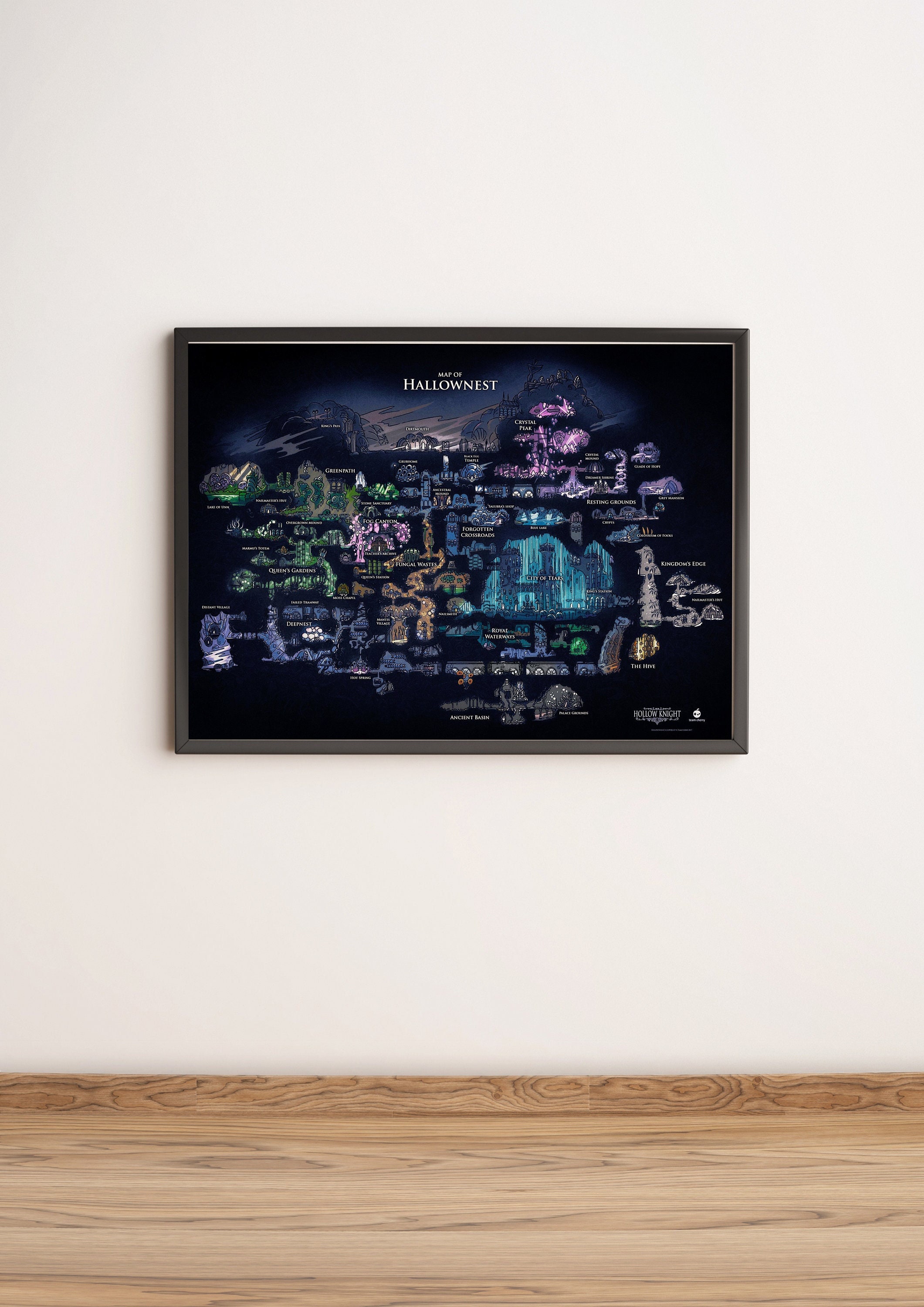 Map of Hallownest, Hollow Knight Map Poster, Game Posters, Canvas Wall ...