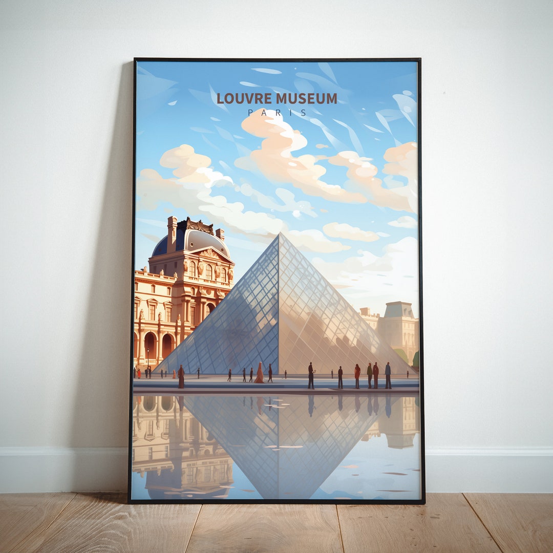 Louvre Museum Travel Poster, Paris Louvre Museum, Canvas Wall Art, High ...