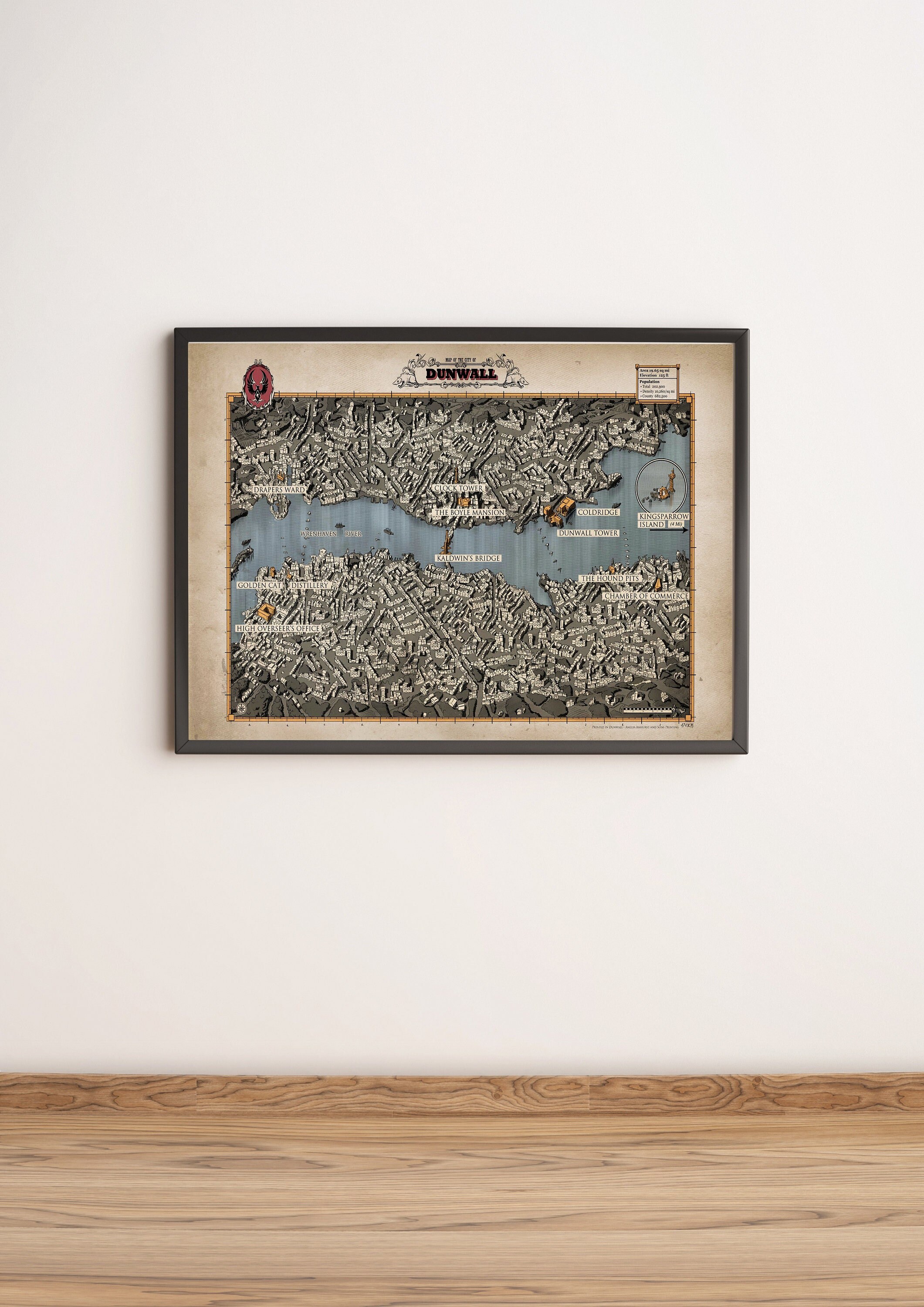 Dishonored Dunwall Map Poster, Game Posters, Canvas Wall Art, High ...