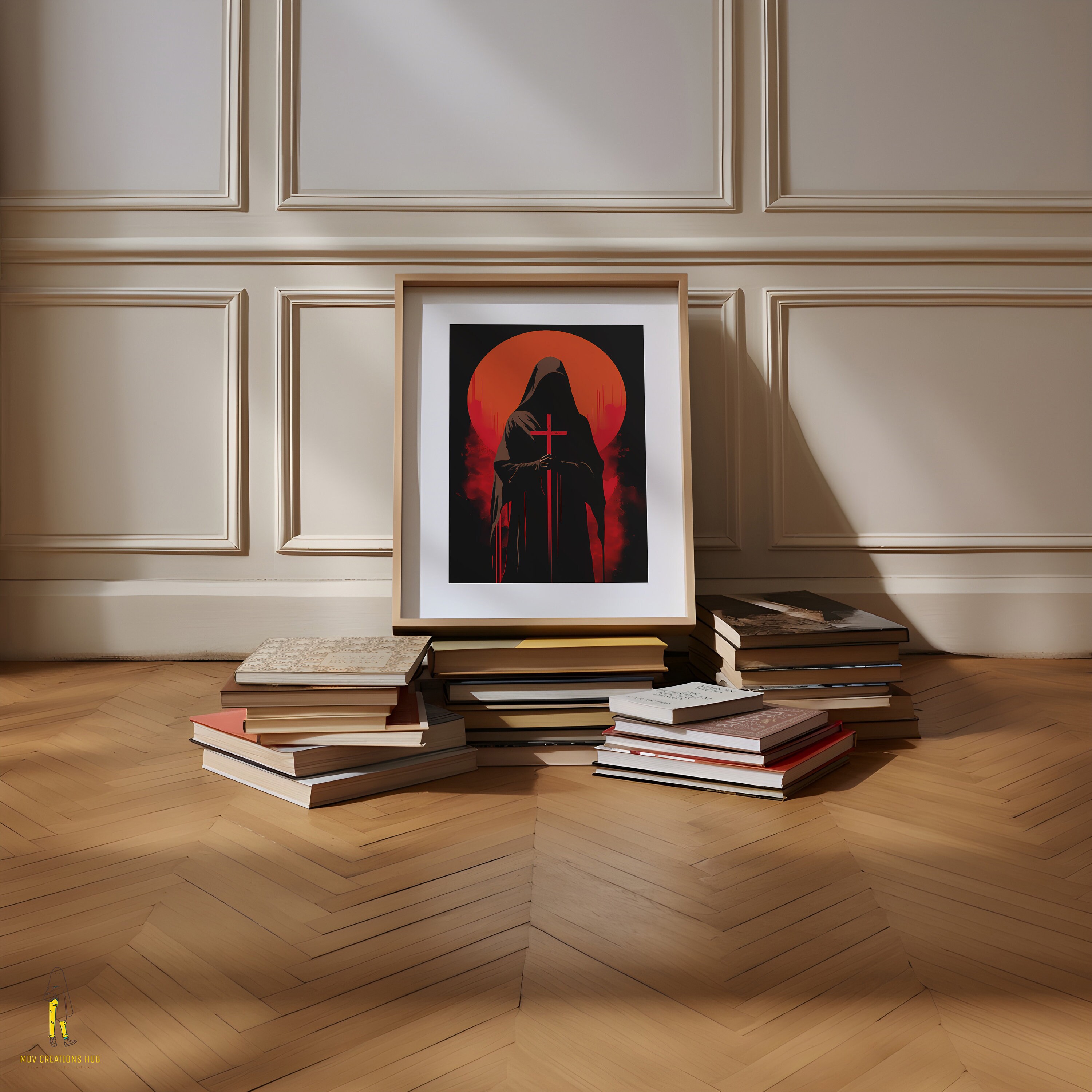 Scary Nun Art Print, Valak Demon Art, Gothic Halloween Decor, Occult ...