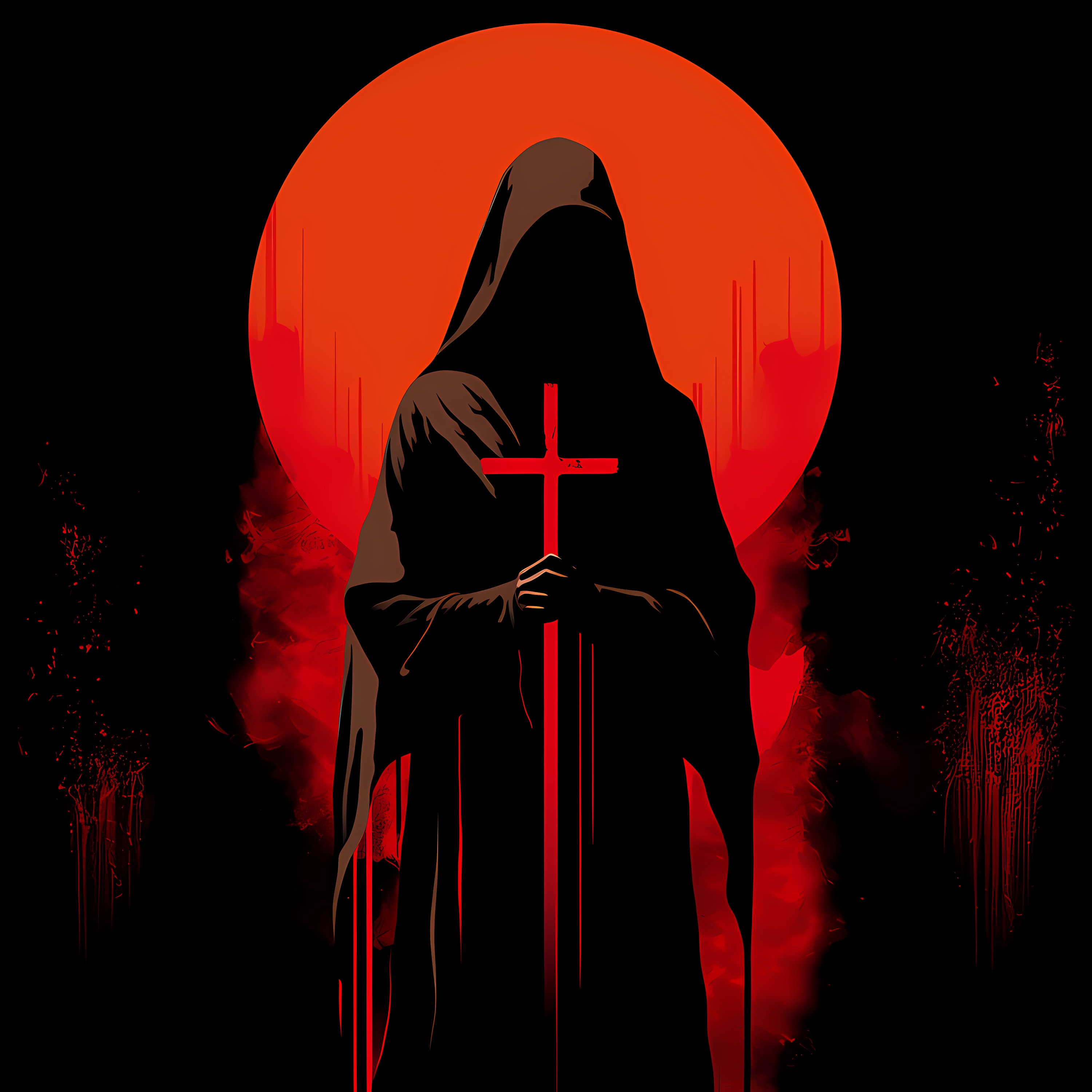 Scary Nun Art Print, Valak Demon Art, Gothic Halloween Decor, Occult ...