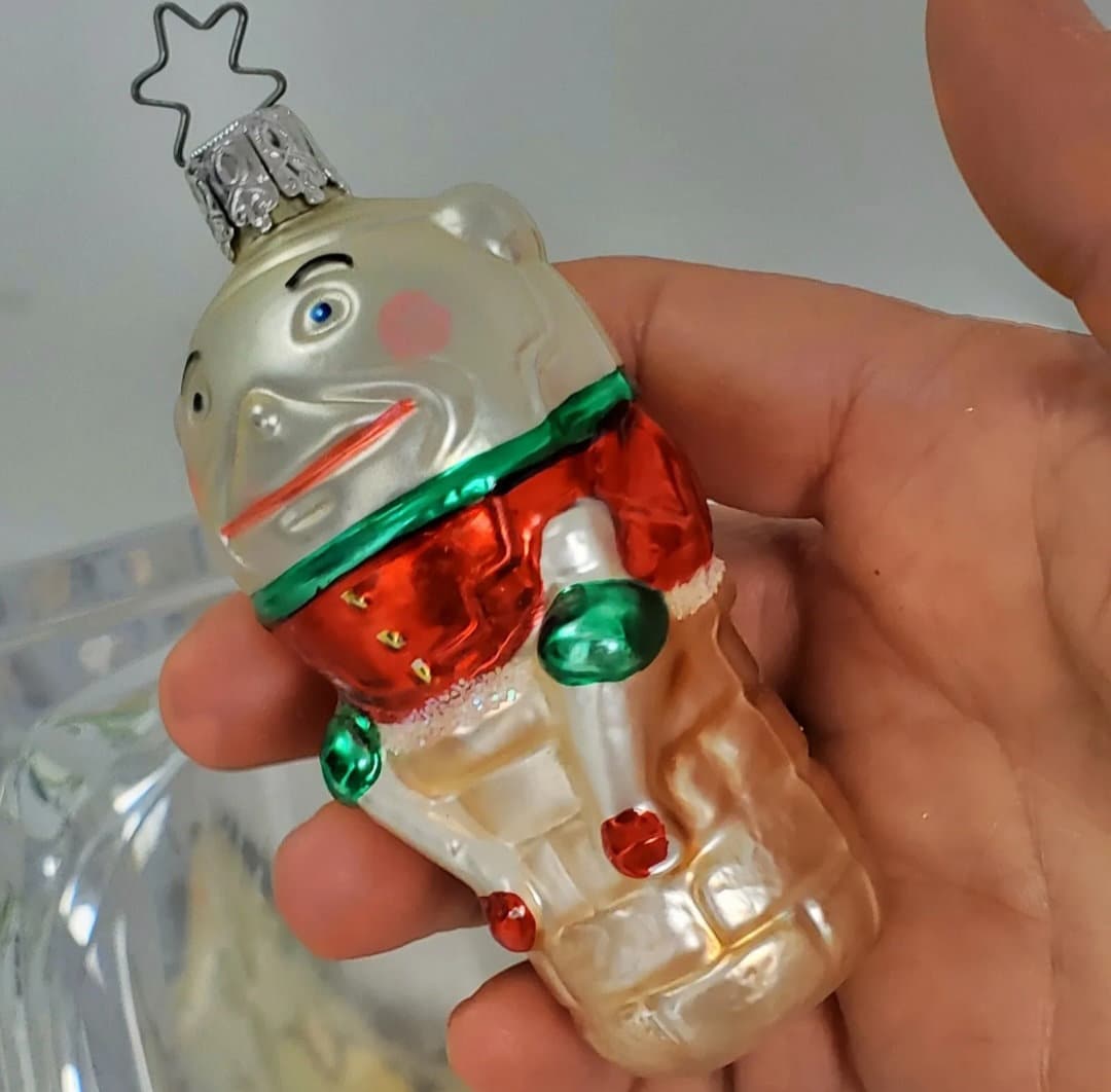 Vintage Inge Glass Blown Humpty Dumpty Christmas Ornament Nursery Ryme ...