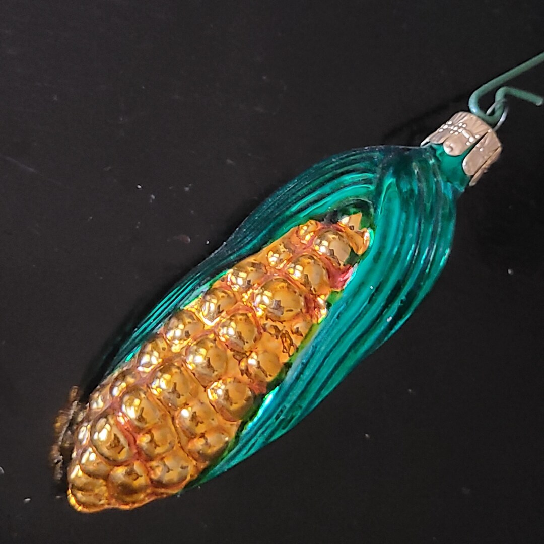 Vintage Blown Glass Corn Cob Ornament: Handpainted Czechoslovakia ...
