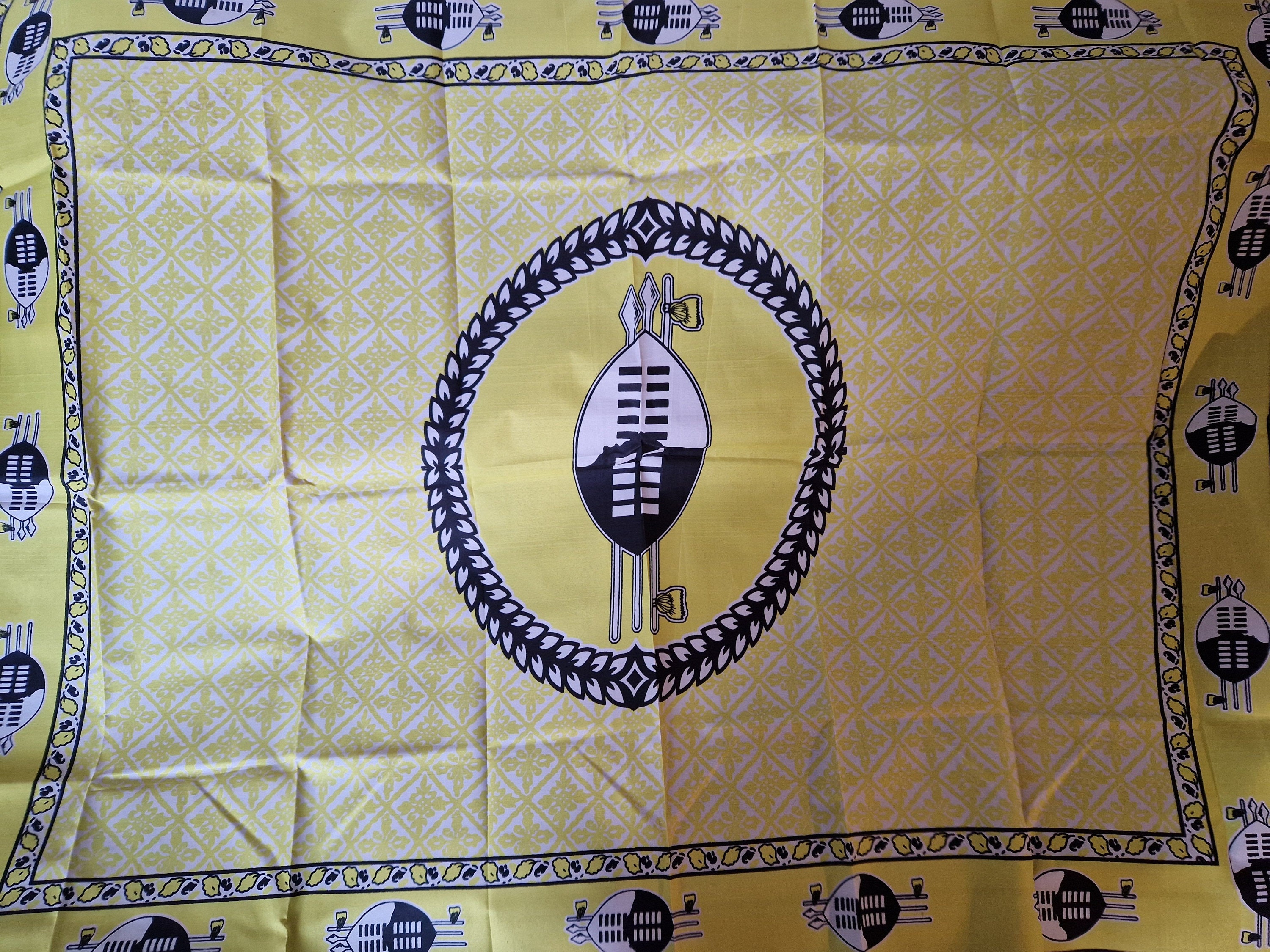 Njeti With Shield- Yellow - Mandawe Cloth - Ancestral Cloth - Amabhayi ...
