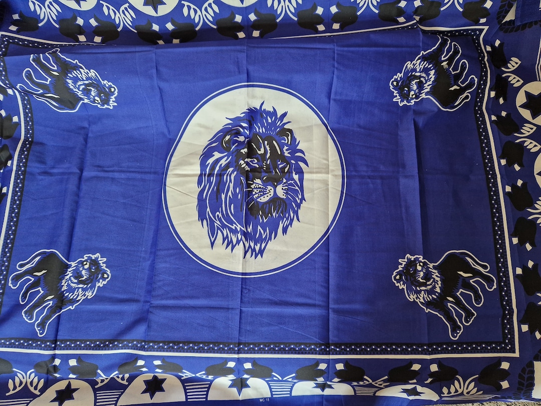 Lion Kanga - Blue - Ancestral Cloth - Amabhayi - Masela a Badimo - Etsy ...