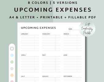 Yearly Expense Overview Printable | Upcoming Expenses | Budget Plan ...
