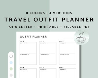 Weekly Travel Outfit Planner Printable Template, Daily Outfit Planner ...