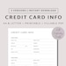Credit Card Information Tracker Printable & Fillable, Credit Card Log ...