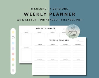 Weekly Planner Printable Landscape, Minimalist Weekly Schedule, Week at ...