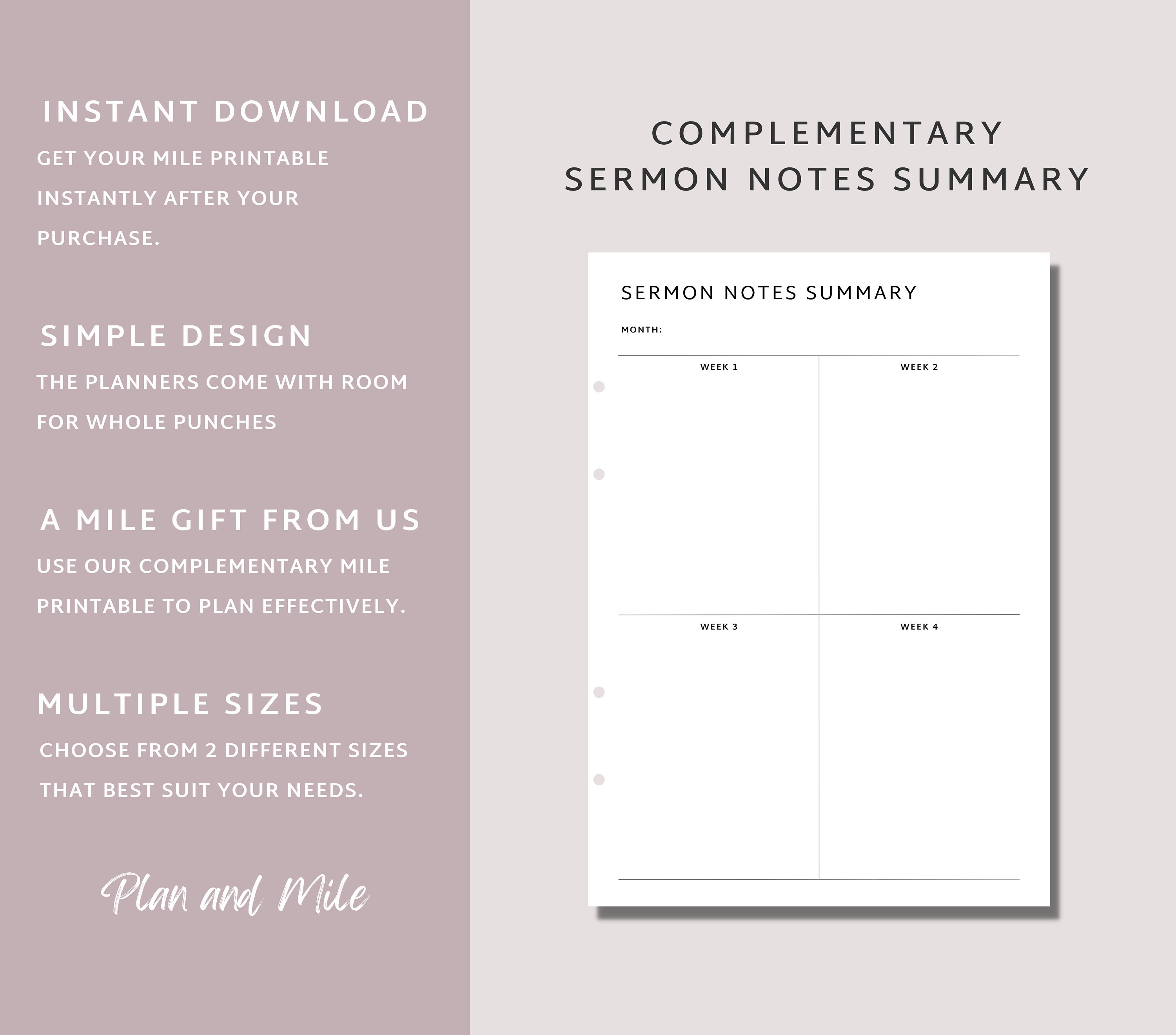 Printable Sermon Notes, Print at Home Faith Planner, Scripture and ...