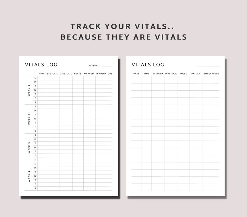 Printable Vital Sign Sheet, Vitals Tracker, Nursing Vitals Sheet ...