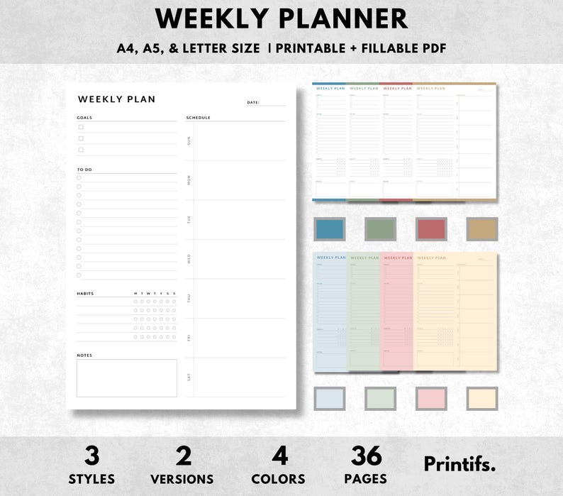 Weekly Planner Printable, Weekly Goal Planner, Weekly to Do List ...