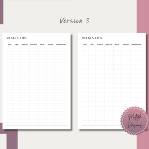 Printable Vital Sign Sheet, Vitals Tracker, Nursing Vitals Sheet ...