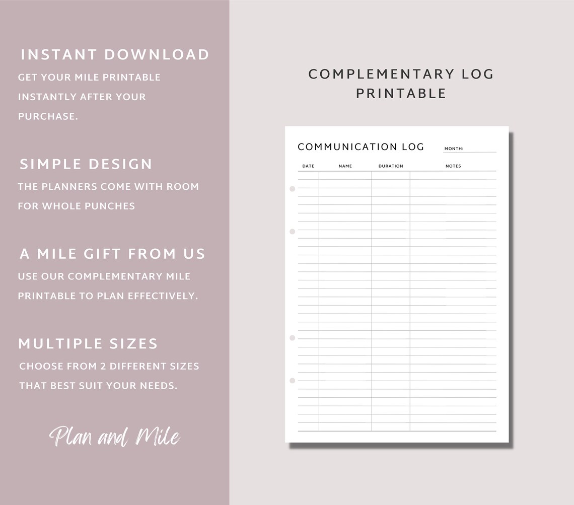 Printable Communication Log, Call Log Template, Parent Communication ...