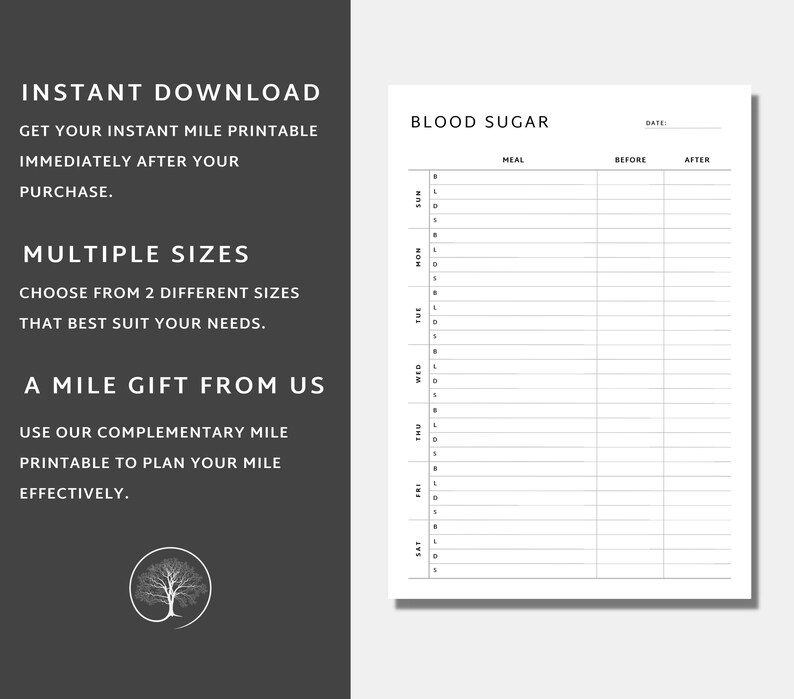 Blood Sugar Log Printable Template Blood Glucose Tracker - Etsy