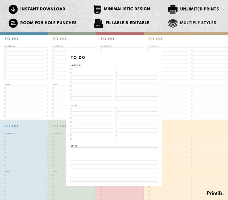 Minimalist to Do List Printable: Simple Task Planner (a4/a5/letter PDF ...