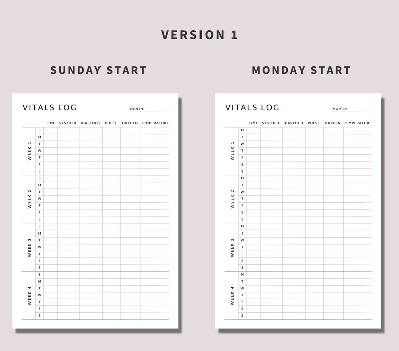 Printable Vital Sign Sheet, Vitals Tracker, Nursing Vitals Sheet ...