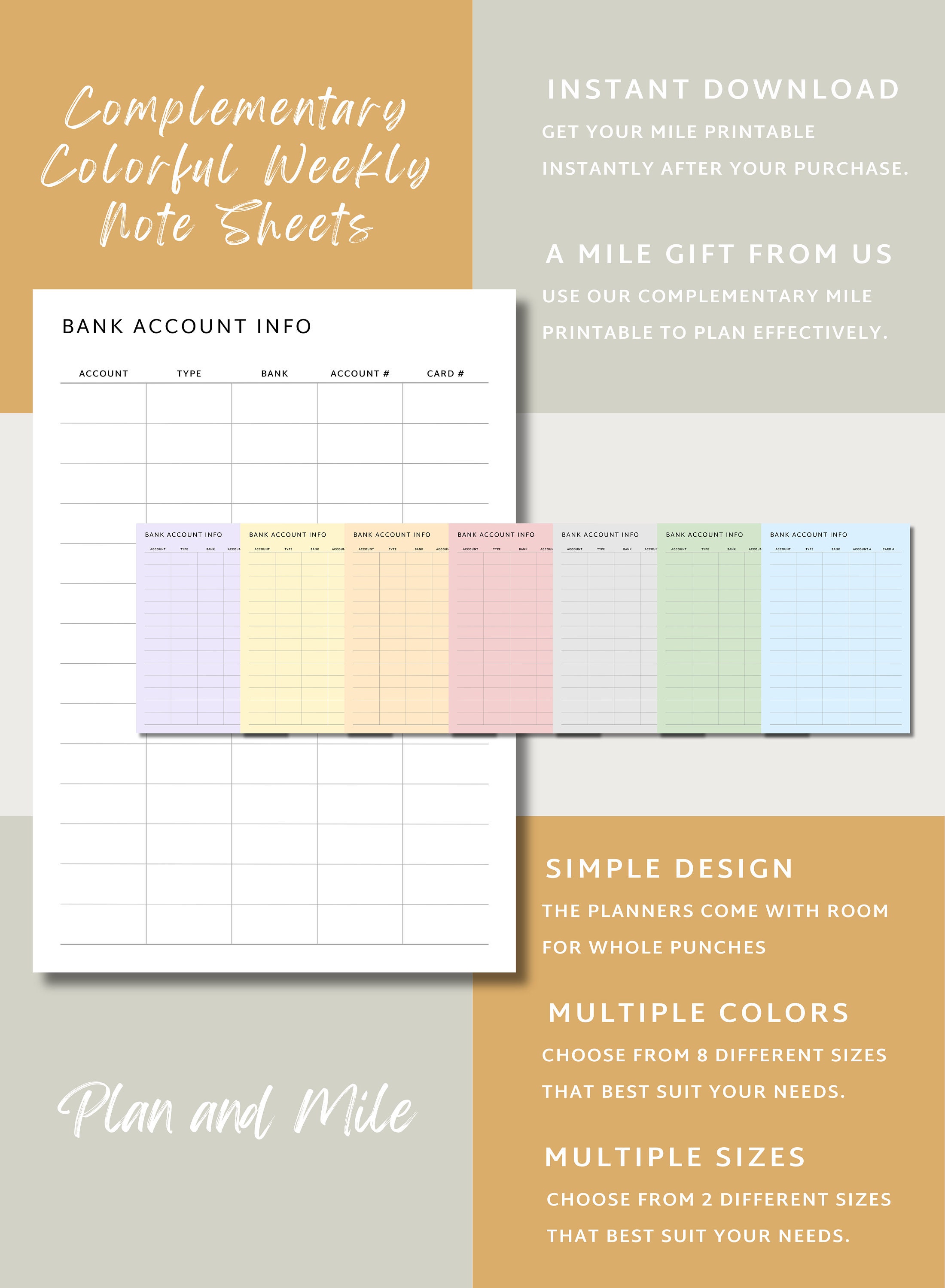 Bank Account Information Tracker Printable, Bank Account Tracker, Bank ...