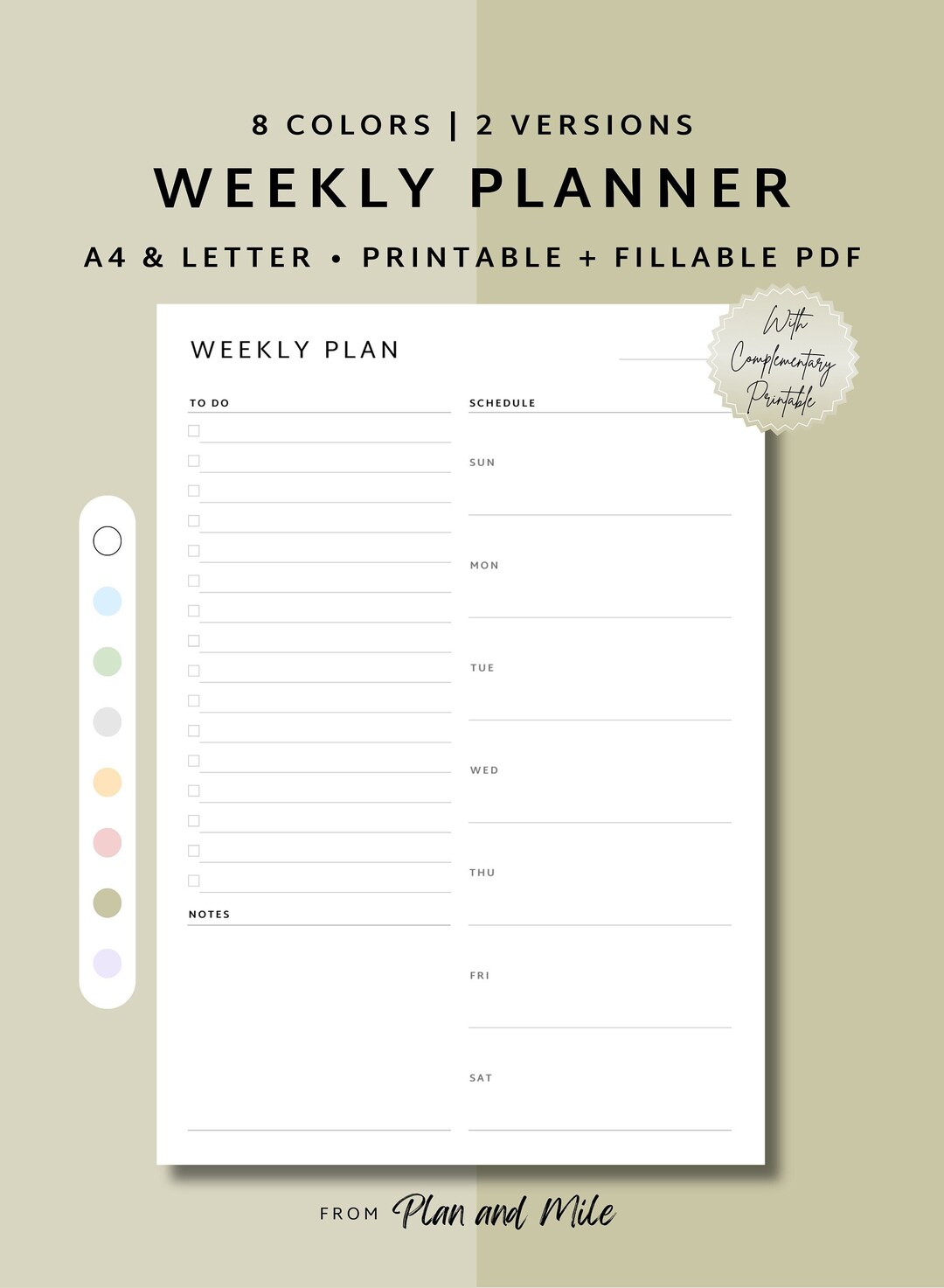 Simple Weekly Planner Printable, Weekly to Do List, Weekly Agenda ...