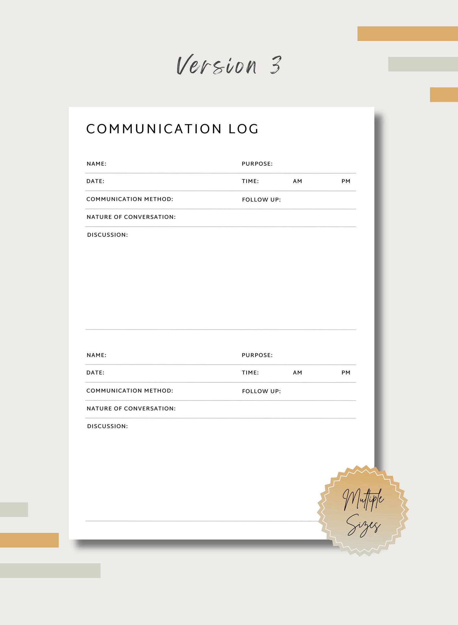 Printable Communication Log, Call Log Template, Parent Communication ...
