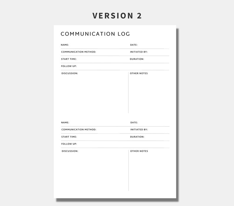Printable Communication Log Call Log Template Parent - Etsy