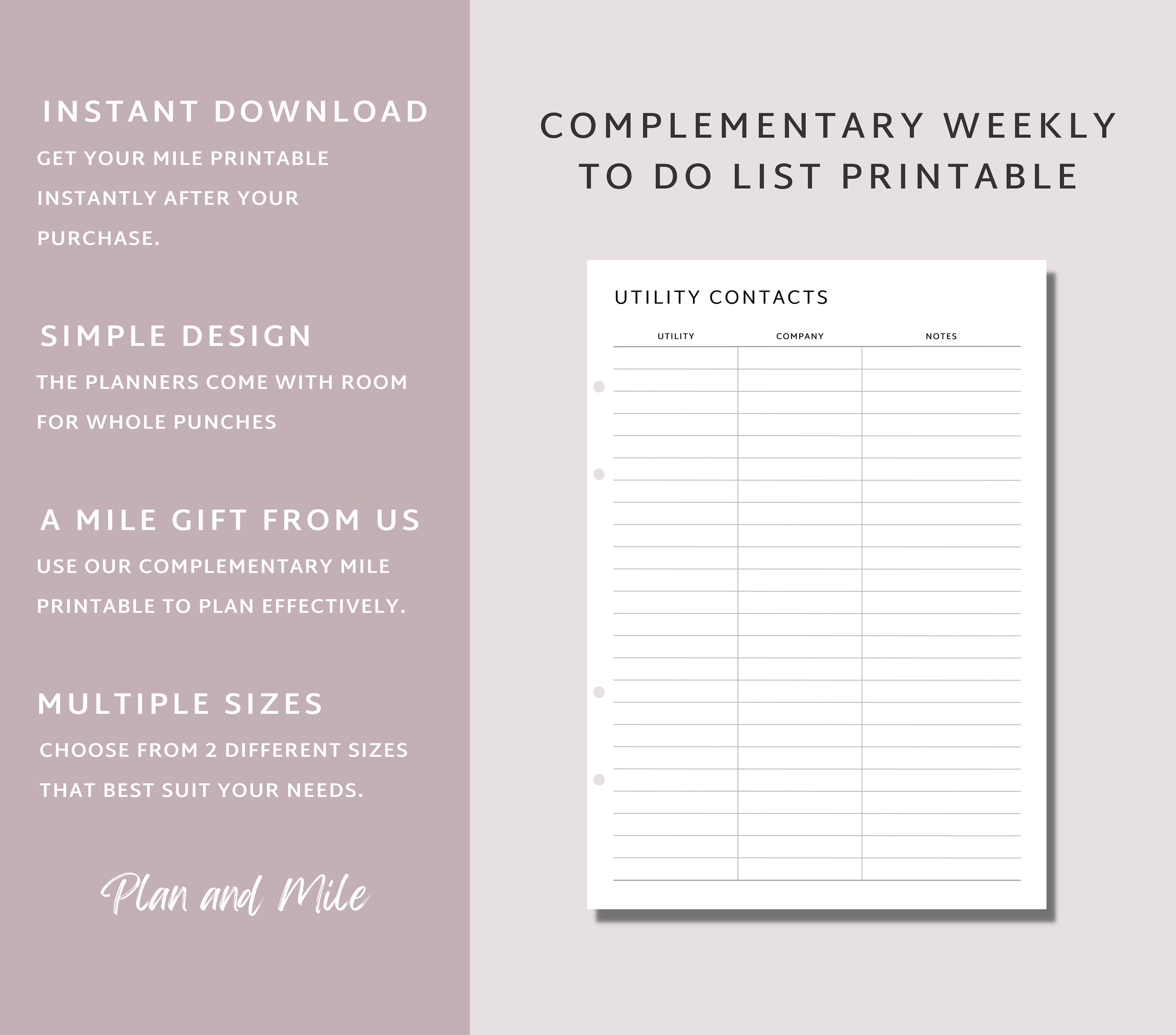 Printable Utility Contacts Template, Service Provider Contact List ...