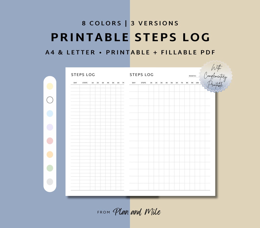 Step Tracker Printable, Step Counter, Daily Step Log, Monthly Step ...