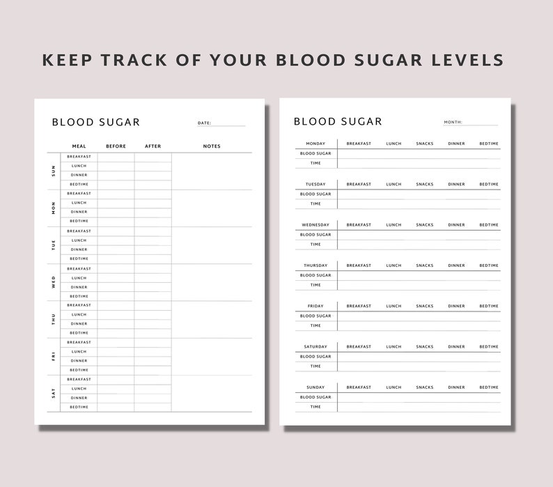 Blood Sugar Log Printable Template, Blood Glucose Tracker, Diabetic Log ...