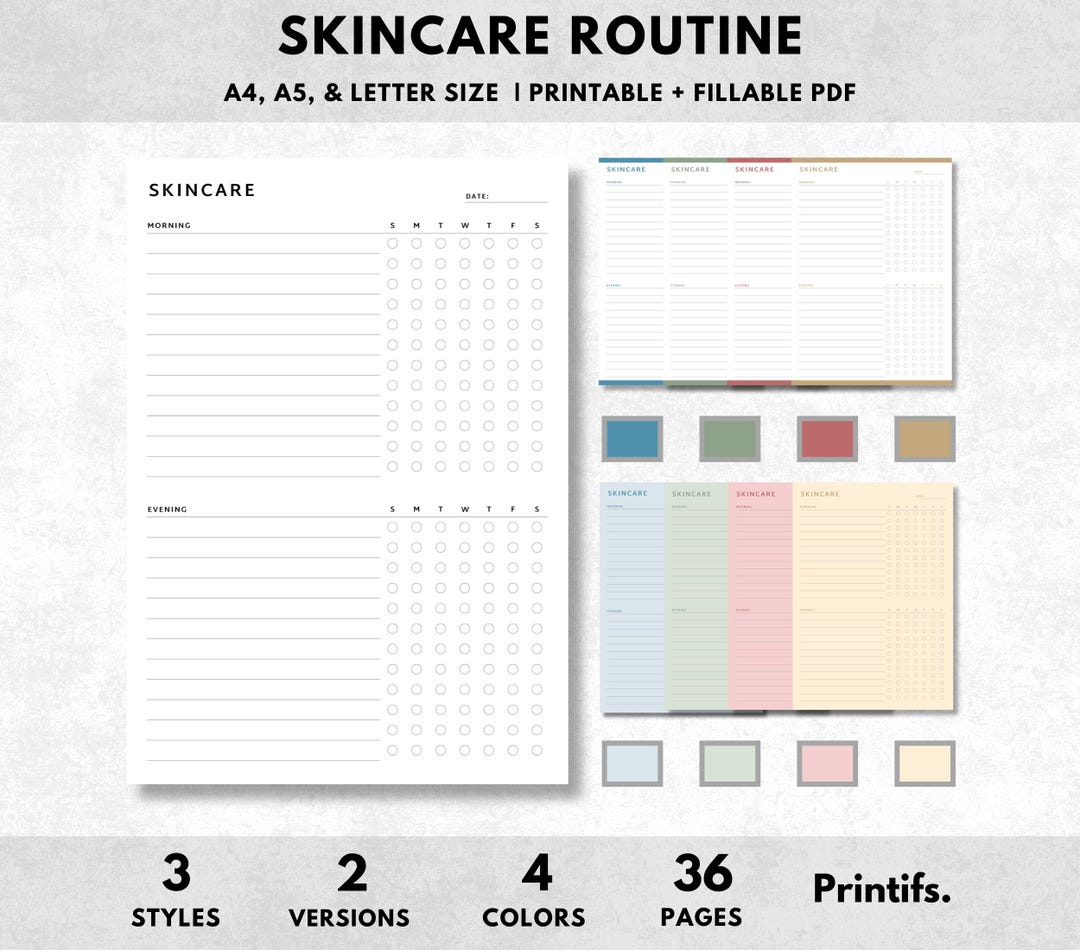 Skincare Routine Planner Printable, Beauty Planner, Daily Self Care ...