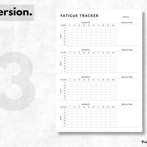 Monthly Fatigue Tracker Printable Template, Track Daily Fatigue ...
