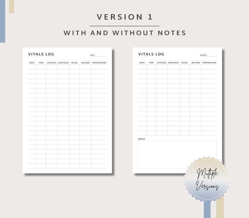 Printable Vital Sign Sheet, Vitals Tracker, Nursing Vitals Sheet ...