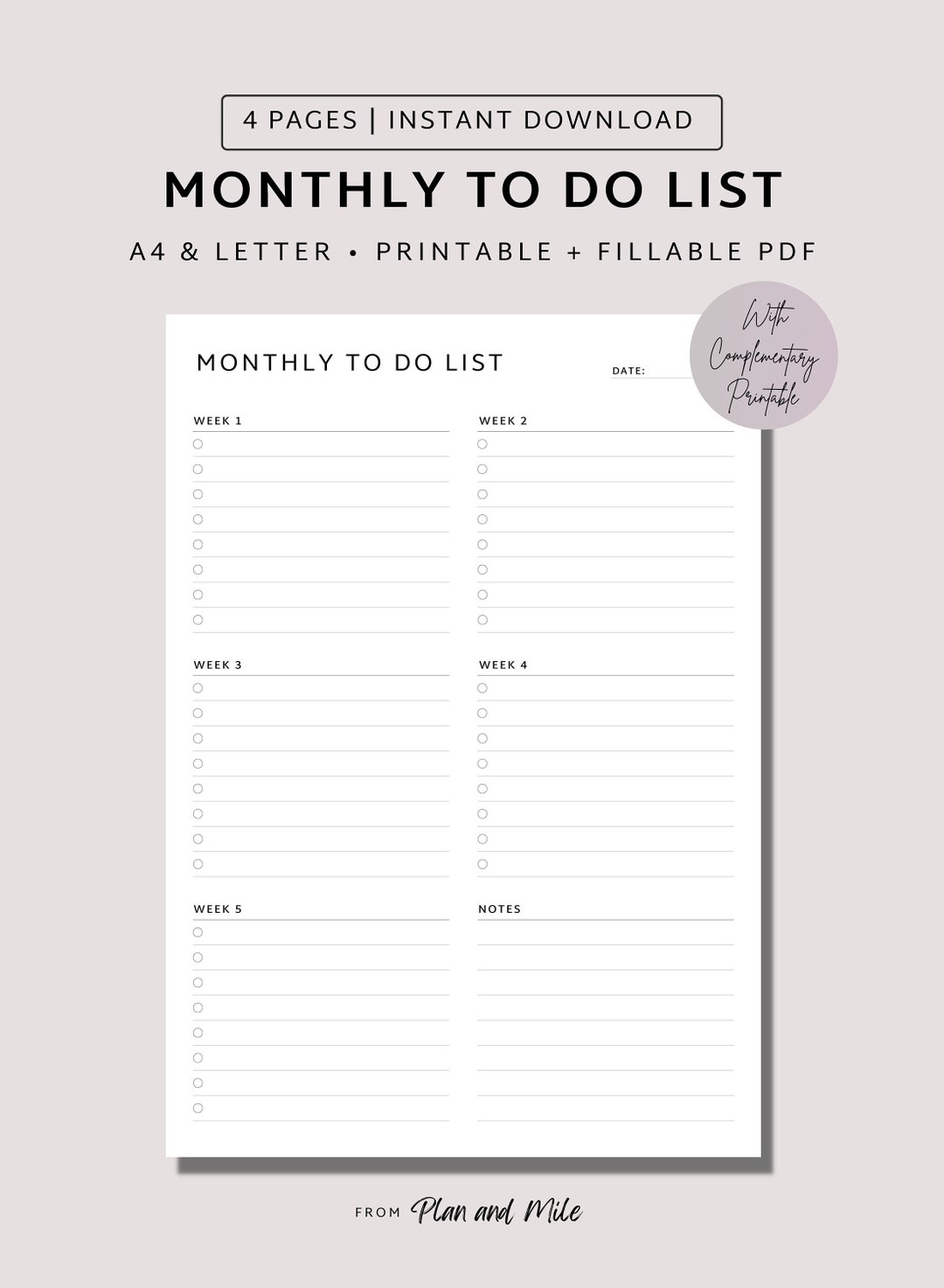 Monthly to Do List Printable Monthly Task List Template - Etsy