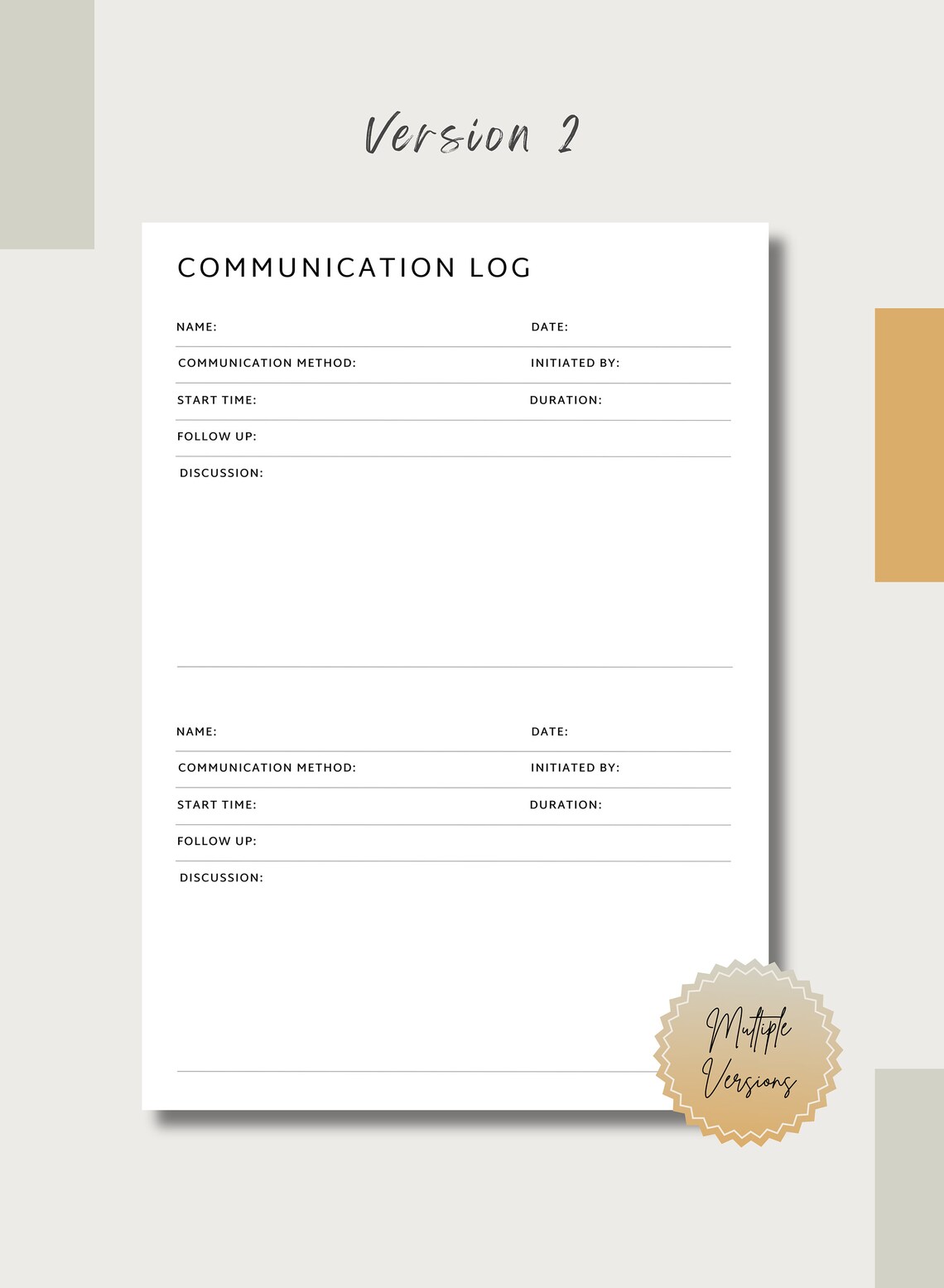 Printable Communication Log, Call Log Template, Parent Communication Log, Conversation Record ...