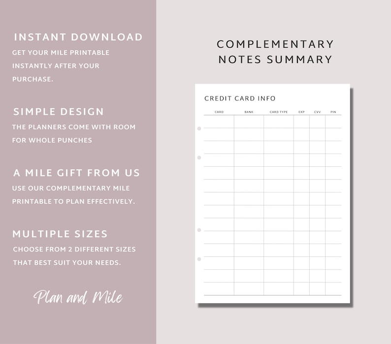 Credit Card Information Tracker Printable & Fillable, Credit Card Log ...