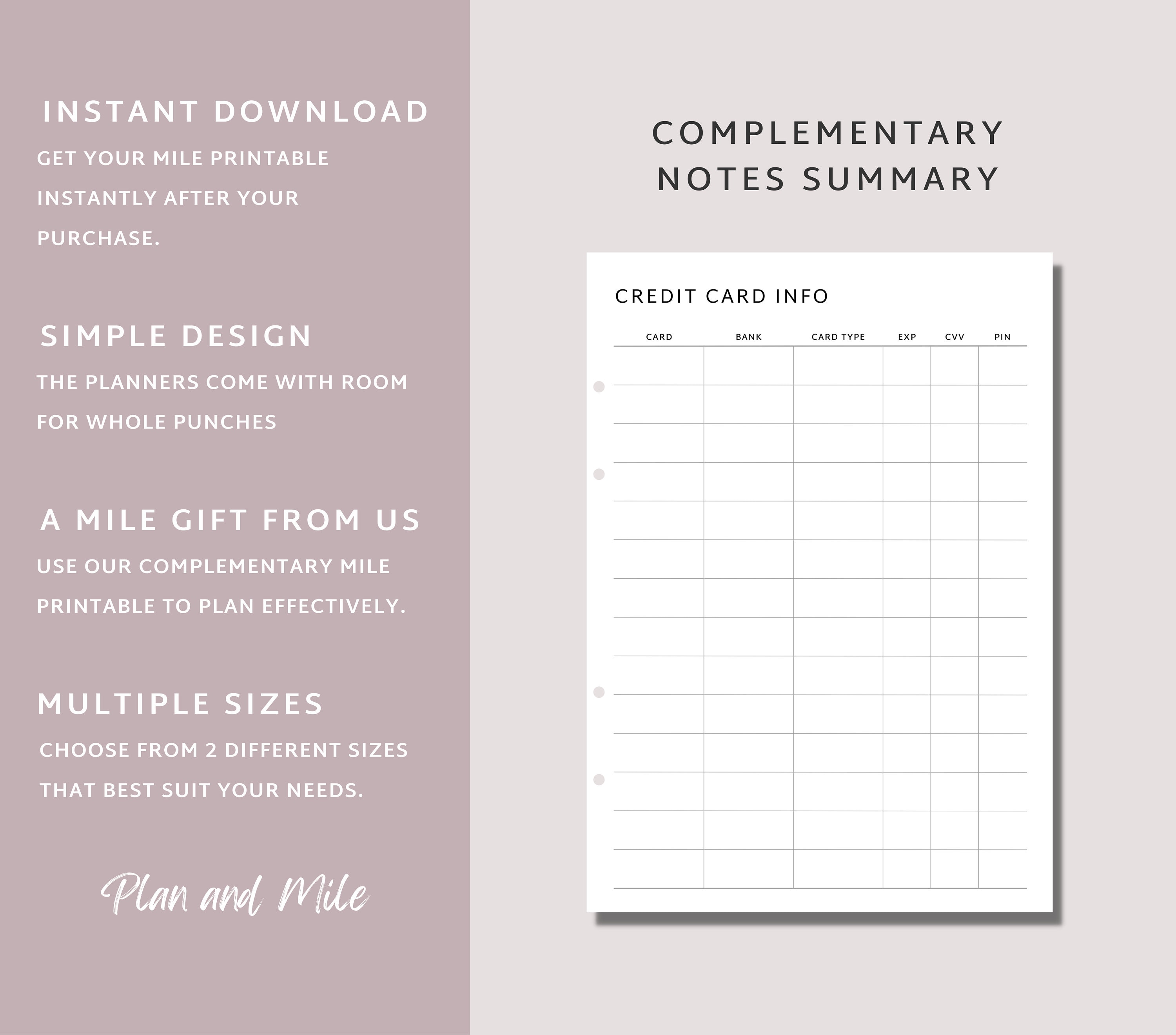 Credit Card Information Tracker Printable & Fillable, Credit Card Log ...