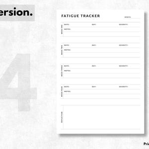 Monthly Fatigue Tracker Printable Template, Track Daily Fatigue ...