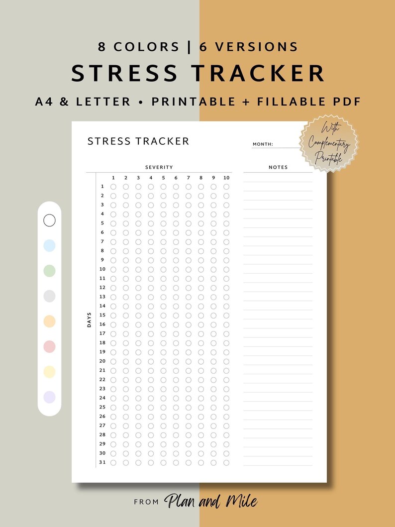 Monthly Stress Tracker Printable Template, Track Daily Stress Levels ...
