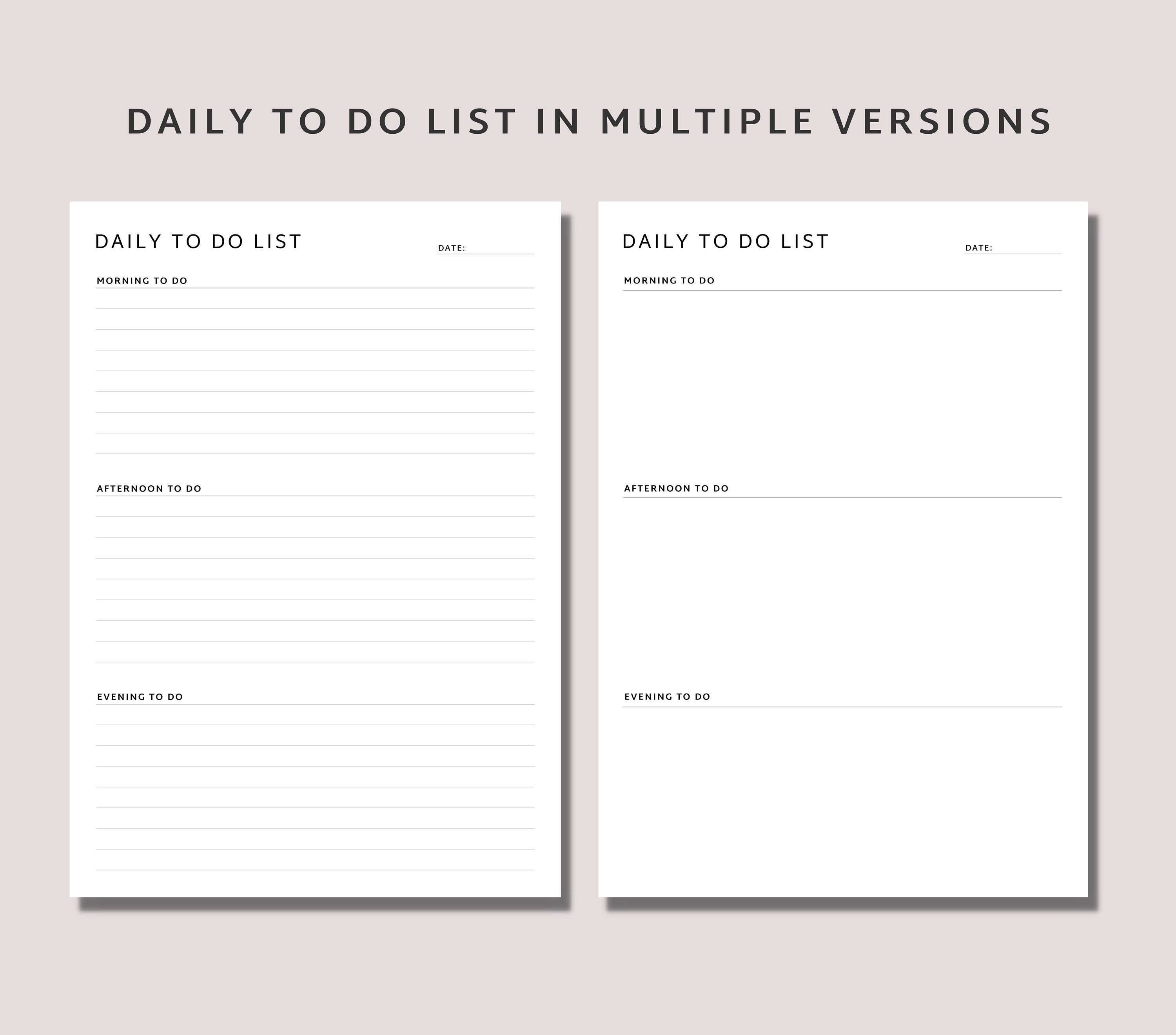Daily to Do List Printable Daily Task List Template PDF - Etsy