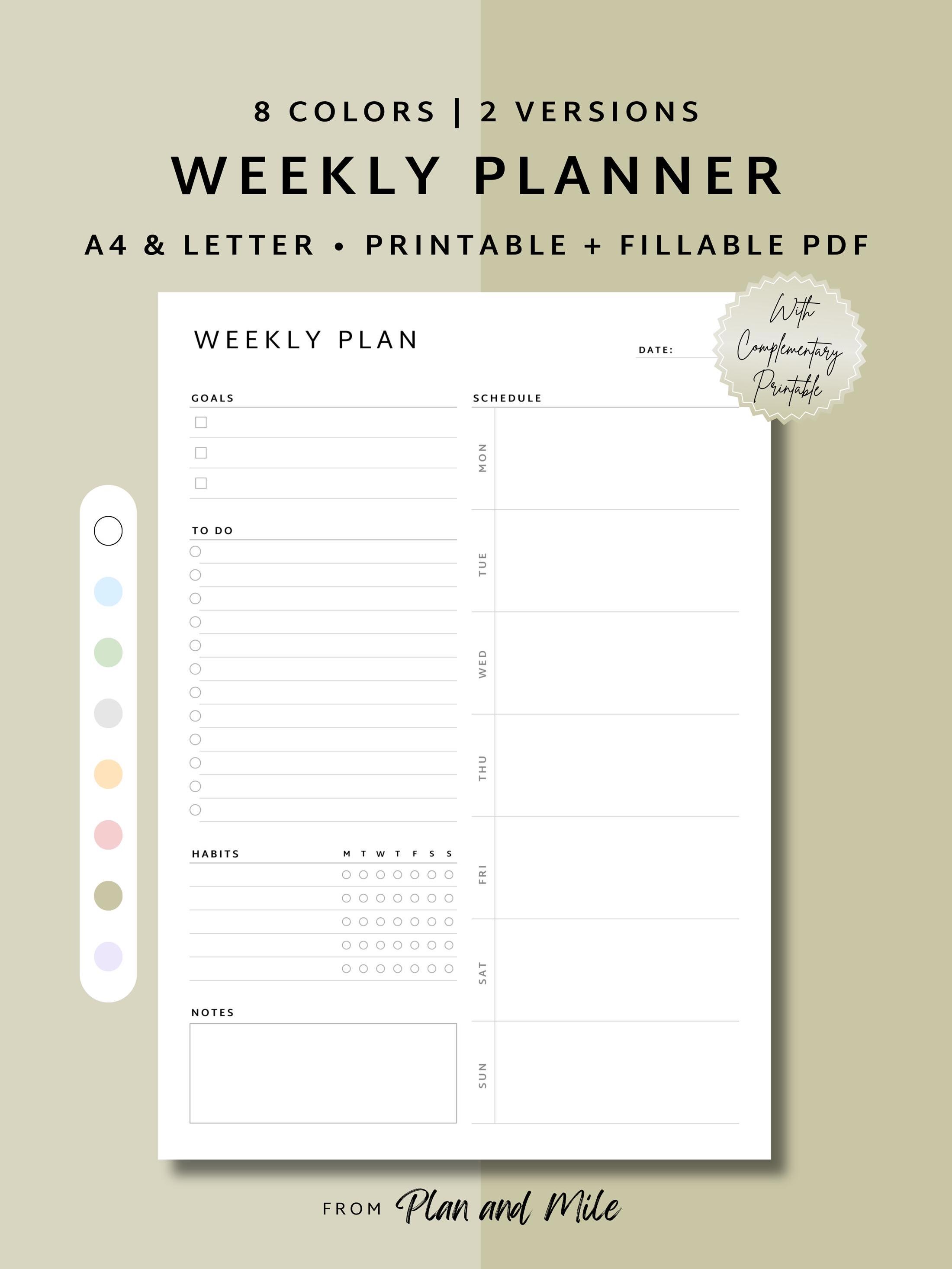 Weekly Planner Printable, Weekly Goal Planner, Weekly to Do List ...