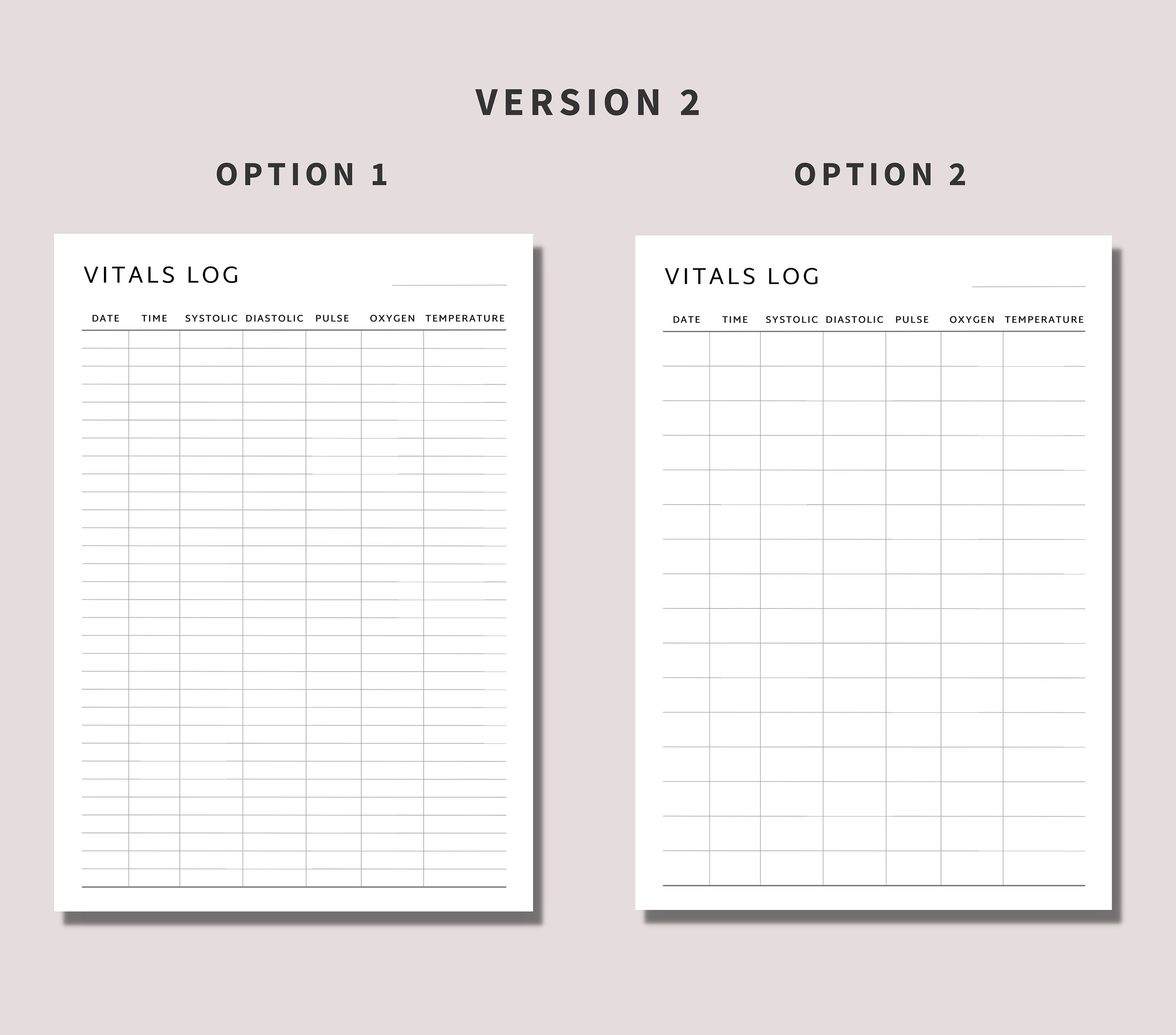 Printable Vital Sign Sheet, Vitals Tracker, Nursing Vitals Sheet ...