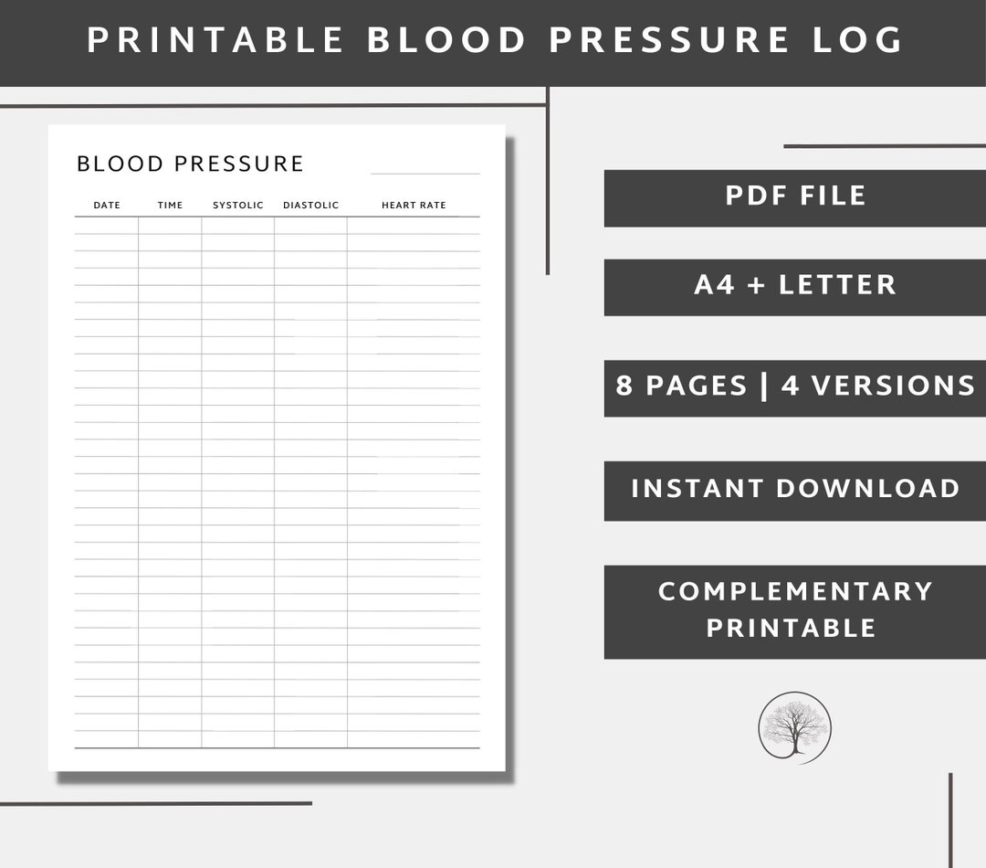 Blood Pressure Log Book Printable High Blood Pressure - Etsy.de