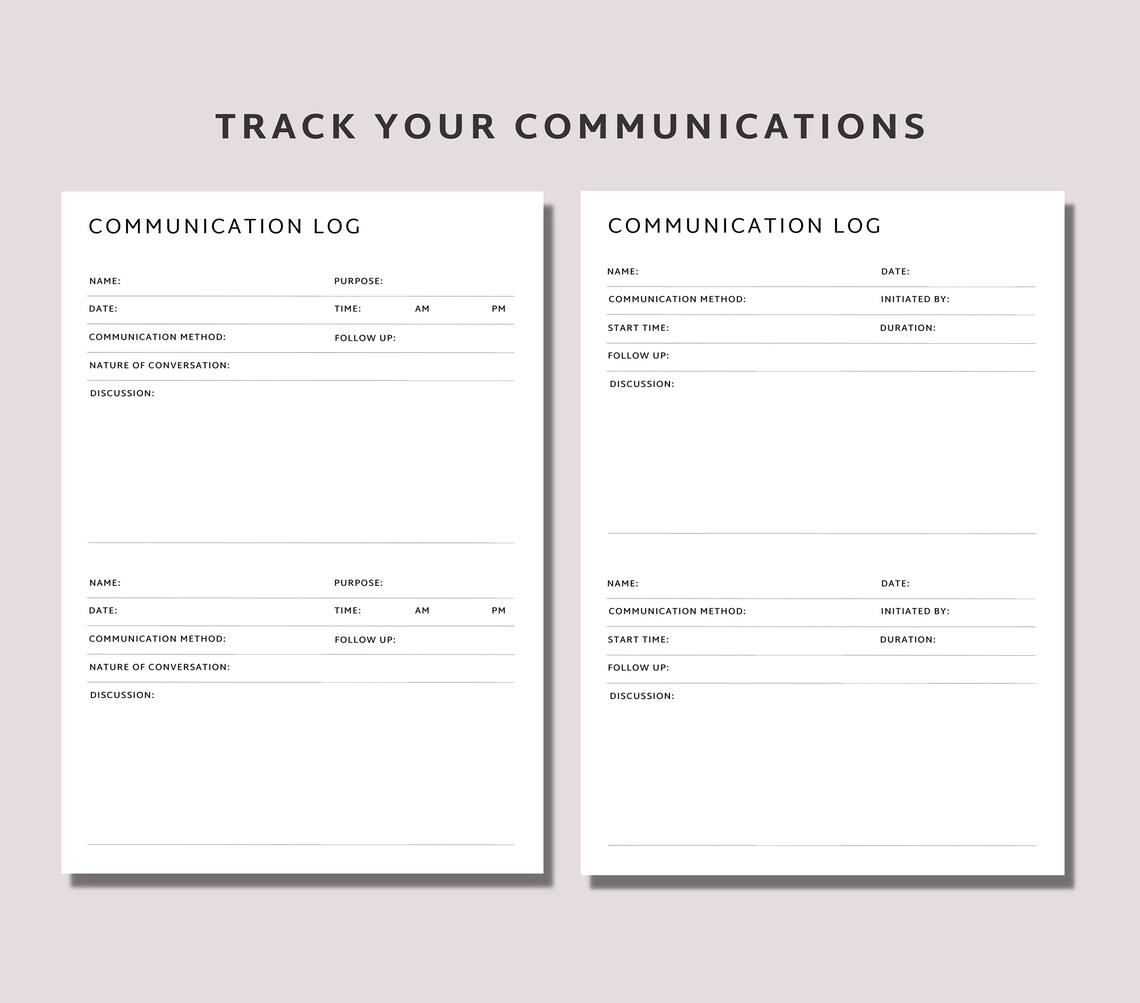 Printable Communication Log, Call Log Template, Parent Communication ...