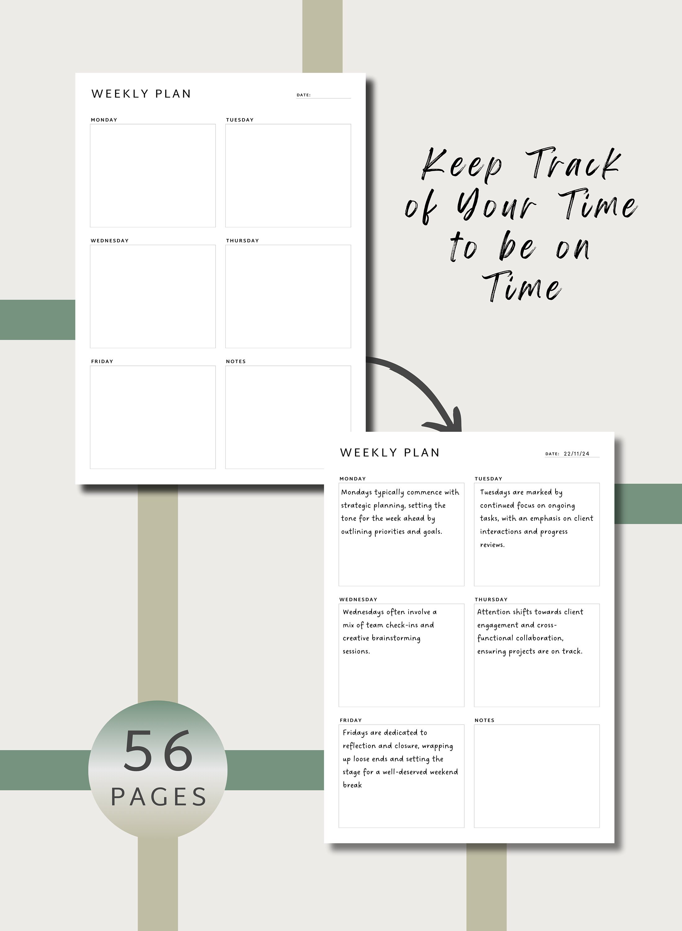 Five Day Weekly Planner Printable, Student Planner, Desk Organizer ...